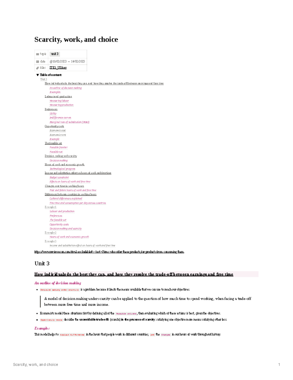 Microeconomics - Scarcity, work, and choice - Scarcity, work, and ...