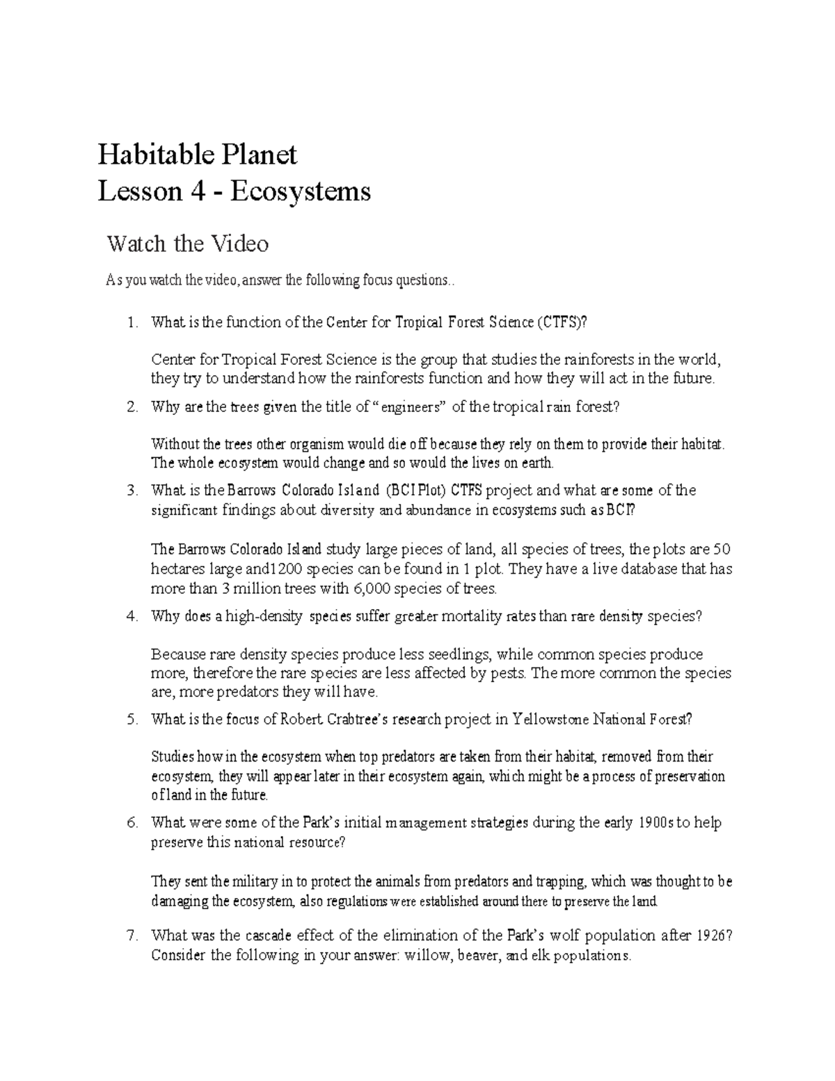 Habitable Planet lesson 41 - Habitable Planet Lesson 4 Ecosystems Watch ...