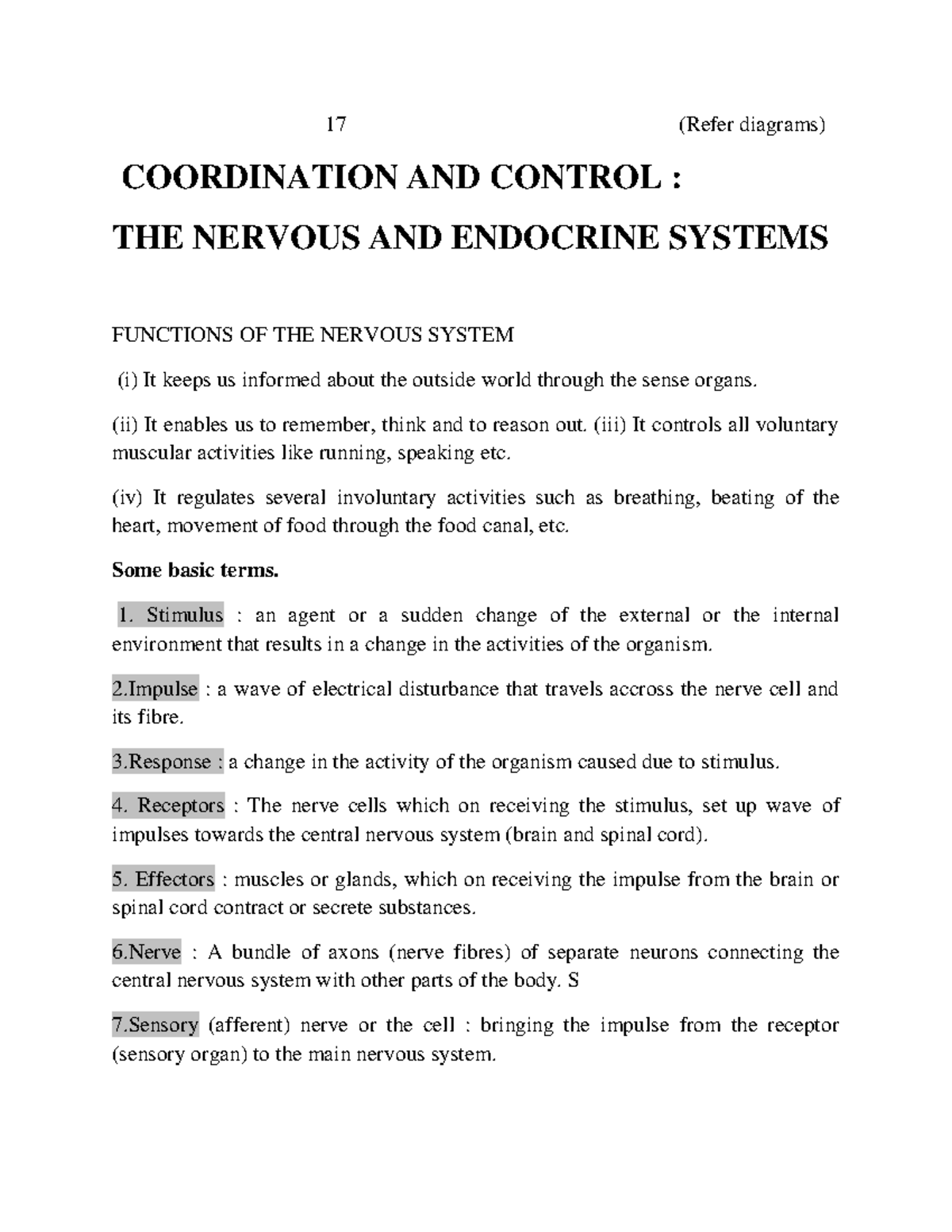 Coordination and control - 17 (Refer diagrams) COORDINATION AND CONTROL ...