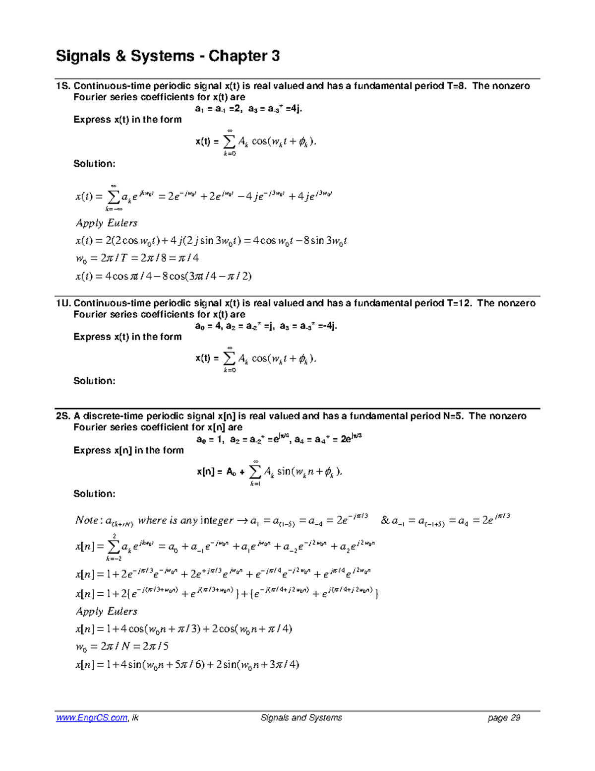 Chapter 3 - DSP Note - ####### Signals & Systems - Chapter 3 1S. Continuous-time periodic signal ...