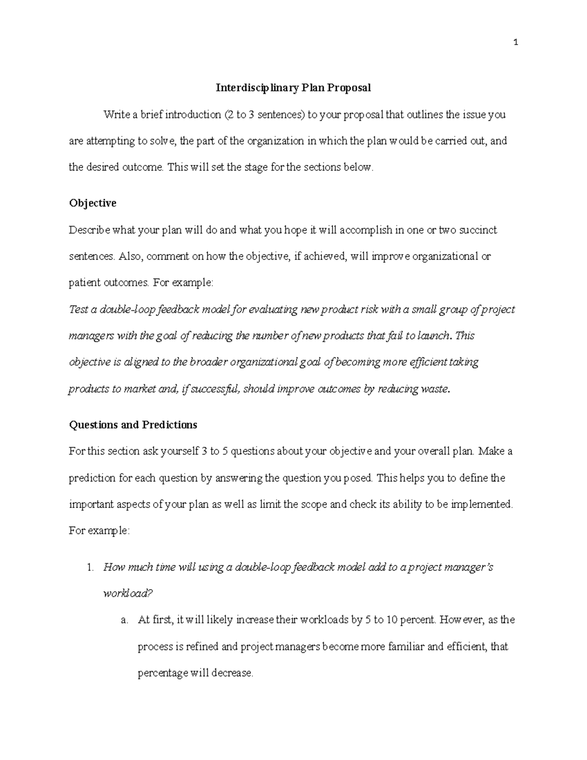 Cf plan proposal - Interdisciplinary Plan Proposal Write a brief ...