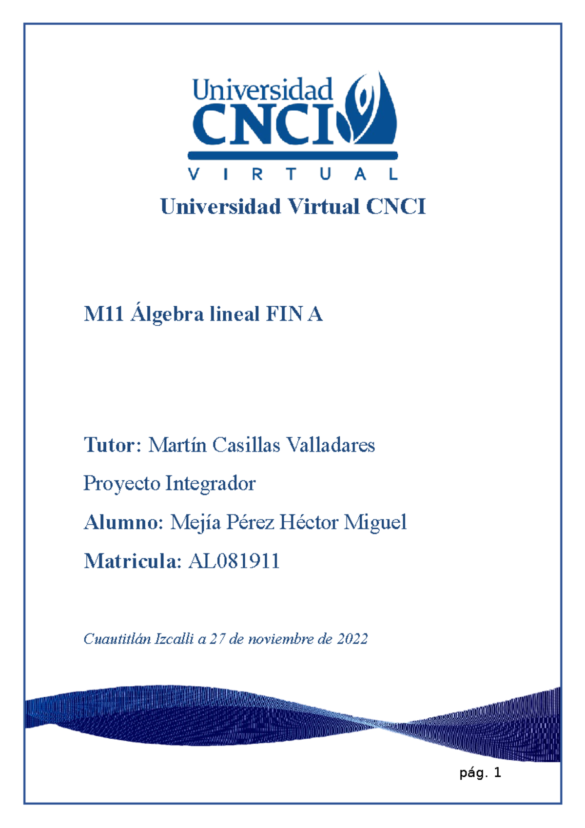 Álgebra Lineal - Proyecto Integrador - Universidad Virtual CNCI M11 ...
