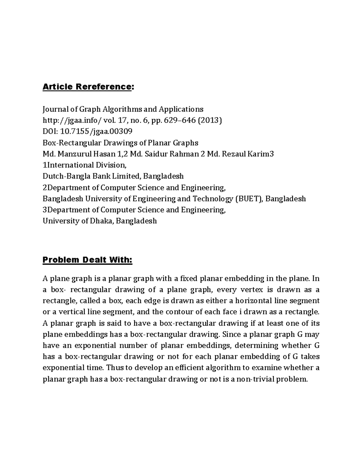 Journal of Graph Algorithms and Applications-Assignment - Article ...