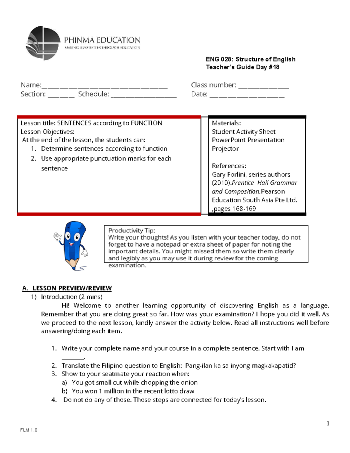 ENG028 - TG DAY #18 - ENG 028: Teacher's guide module 18: activity ...