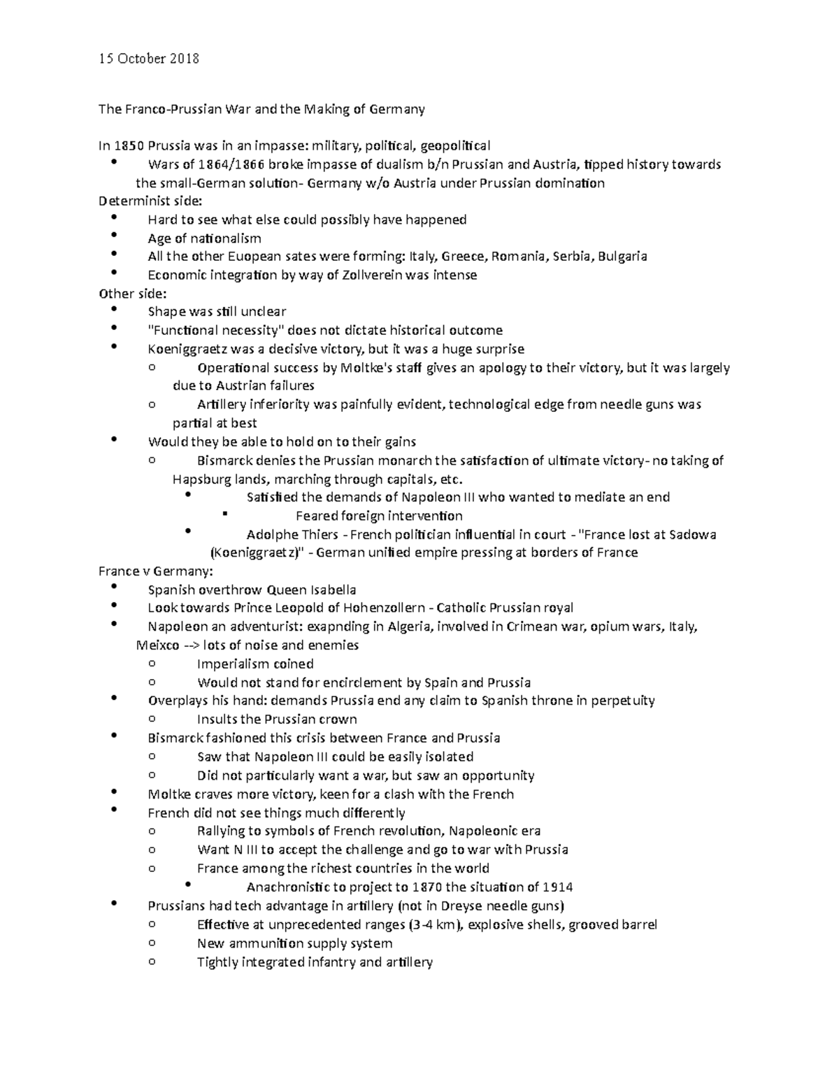 Lecture 11 - The Franco-Prussian War and the Making of Germany - 15 ...