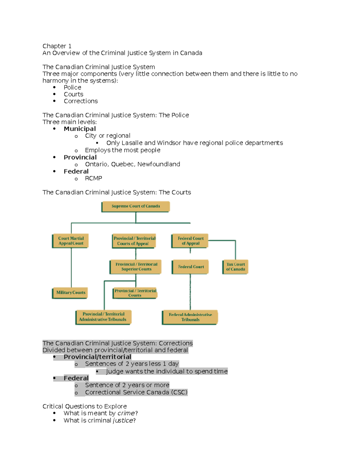 Lecture Notes Chapter 1-7 - Chapter 1 An Overview of the Criminal ...