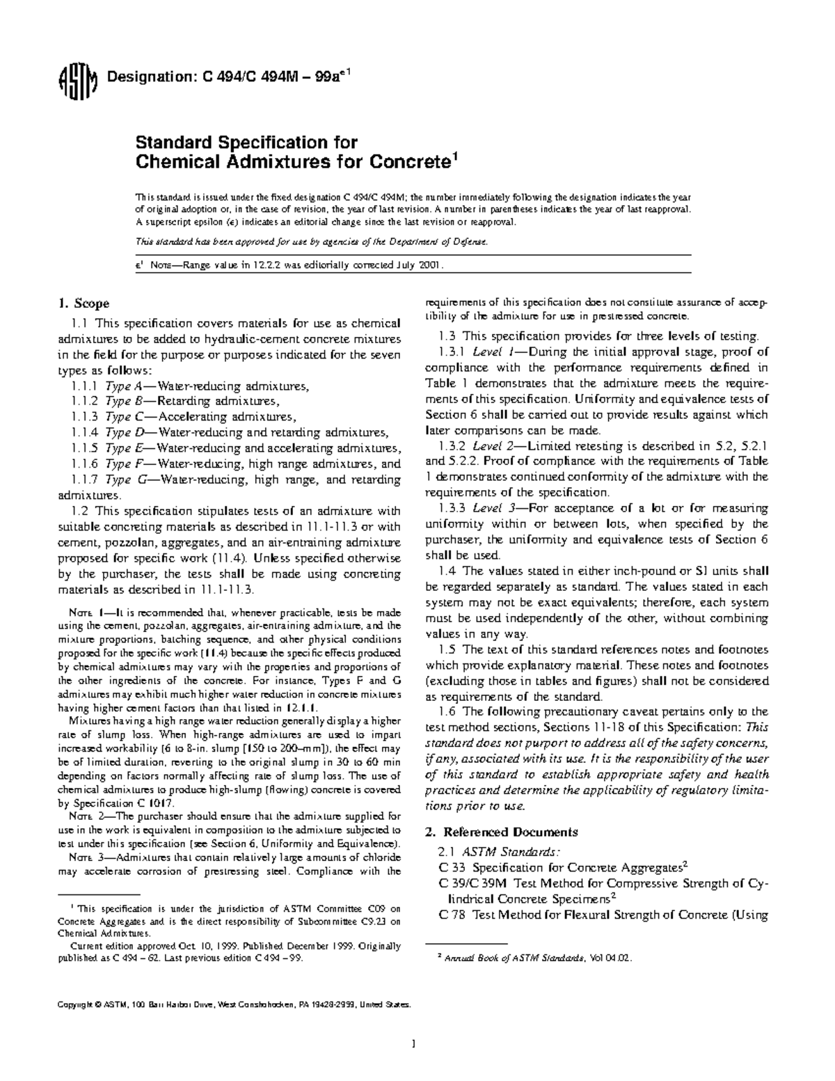 Astm-c494pdfpdf compress - Designation: C 494/C 494M – 99a e 1 Standard ...