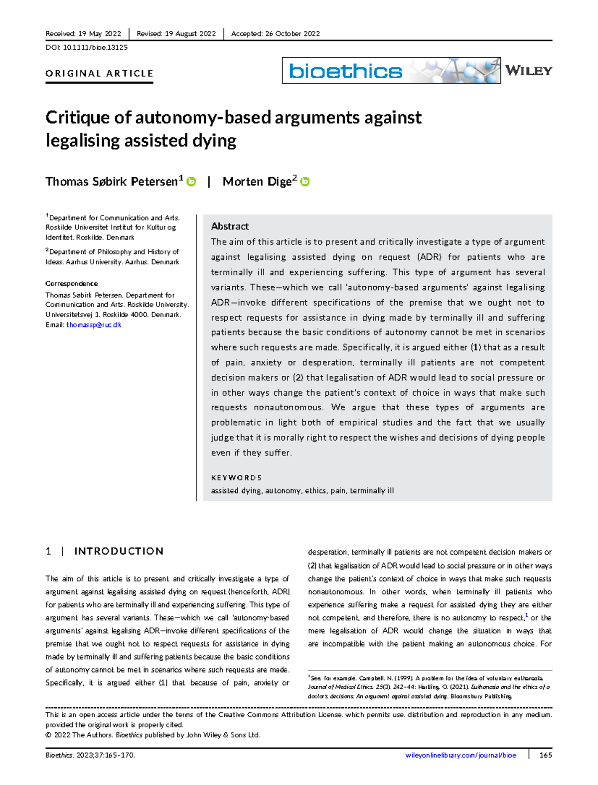 Autonomy - article that will be helpful - Received: 19 May 2022 ...