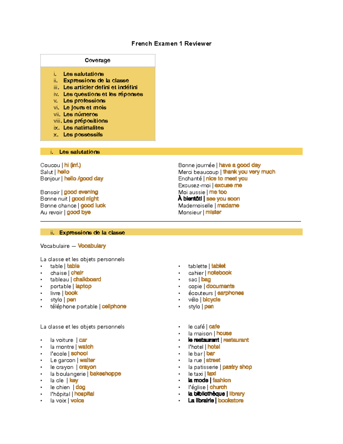 French - Les salutations Coucou | hi (inf.) Salut | hello Bonjour ...