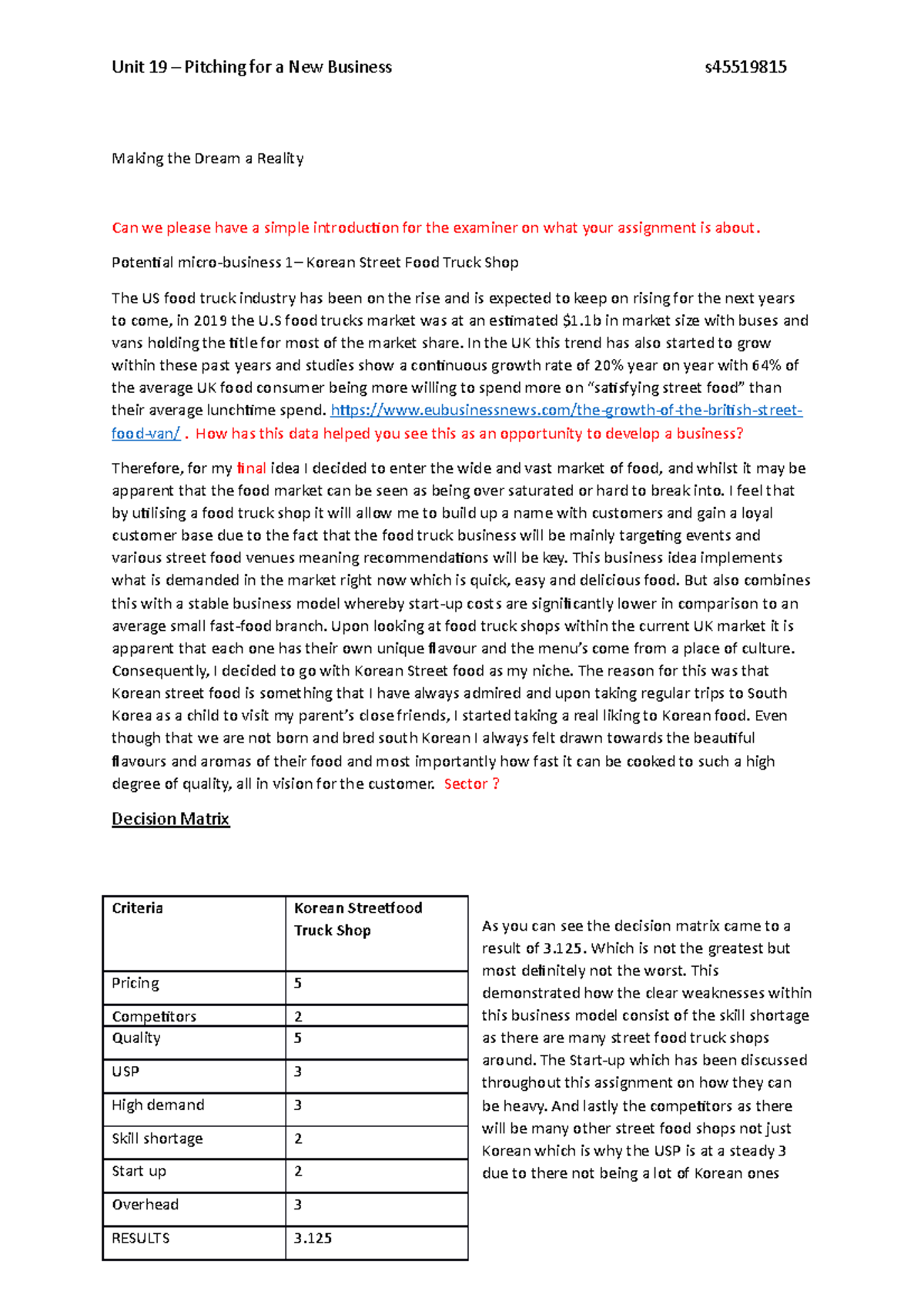 ASSIGNMENT 1 UNIT 19 - Making the Dream a Reality Can we please have a ...