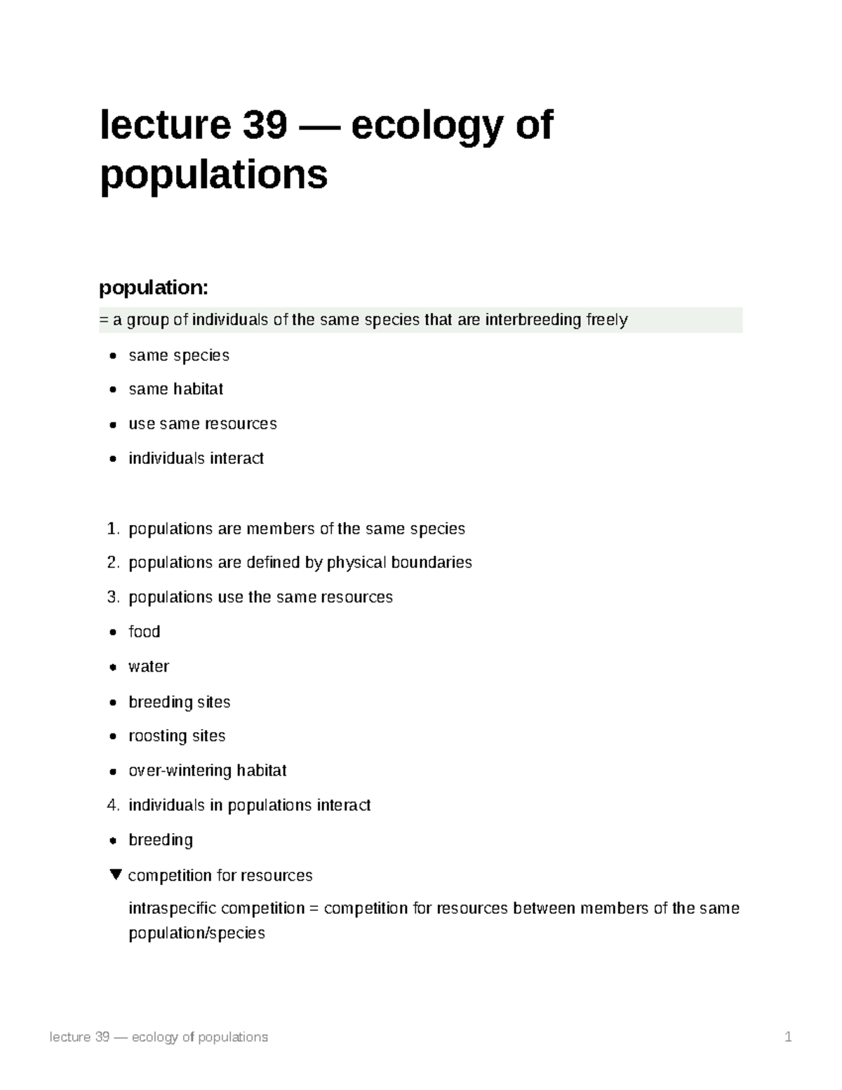 Lecture 39 ecology of populations - lecture 39 — ecology of populations population: = a group of ...