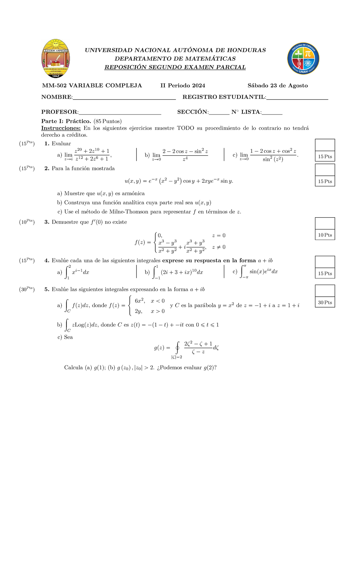 Mm 502 ex2 2per 2024 reposicion - UNIVERSIDAD NACIONAL AUTÓNOMA DE ...