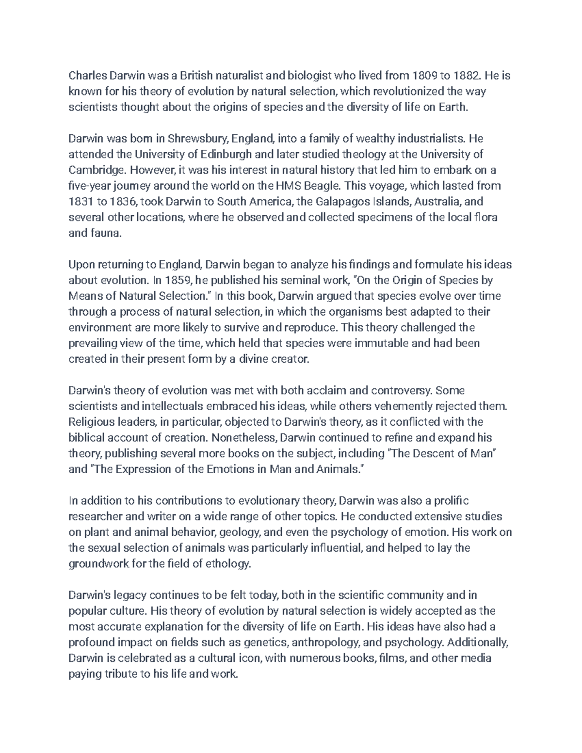 The Life of Charles Darwin - Charles Darwin was a British naturalist ...