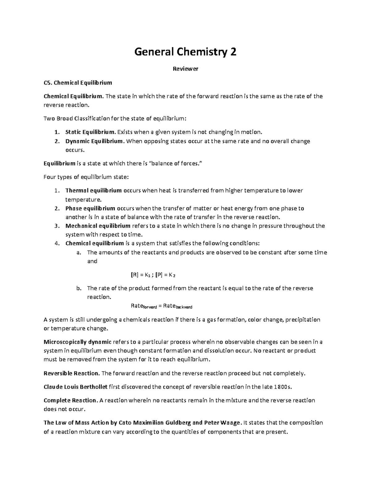 Chem Reviewer - wadwadwa - General Chemistry 2 Reviewer C5. Chemical ...