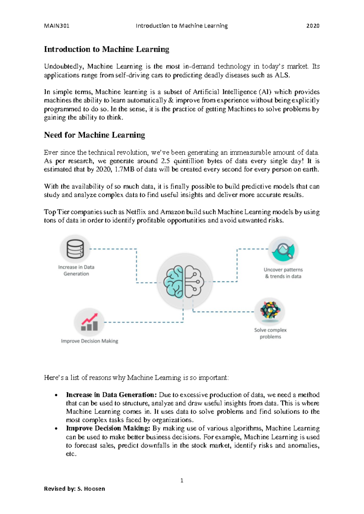 Introduction to Machine Learning notes - 1 Introduction to Machine ...