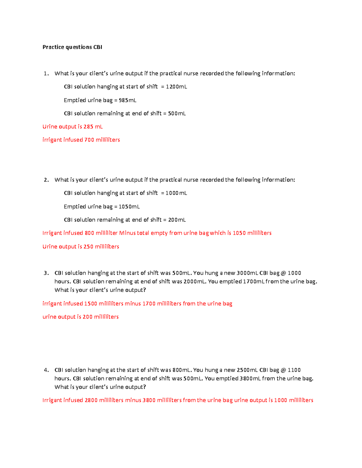 Practice questions CBI answers - Practice questions CBI What is your ...