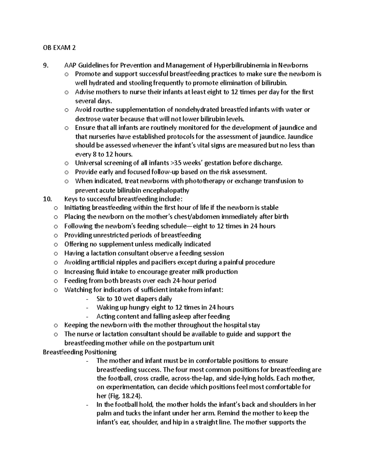 OB EXAM 2 - Exam 2 - OB EXAM 2 AAP Guidelines for Prevention and ...