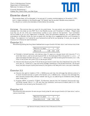 Fi Ma1 Exercise Sheet 01 Solution - Chair of Mathematical Finance ...