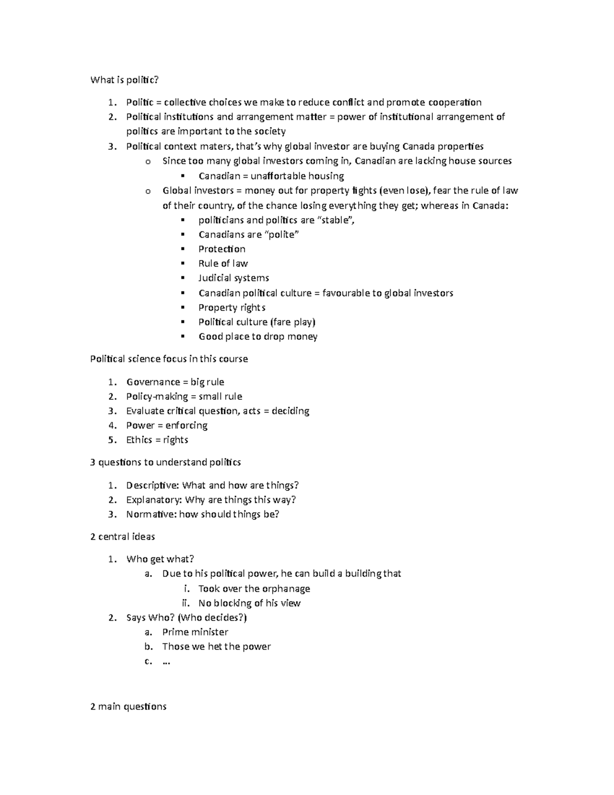 1. Introduction to Political Science - What is politic? Politic ...