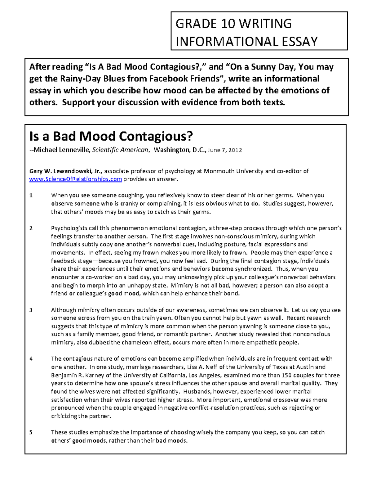 Mood+Informative+Essay - GRADE 10 WRITING INFORMATIONAL ESSAY After ...