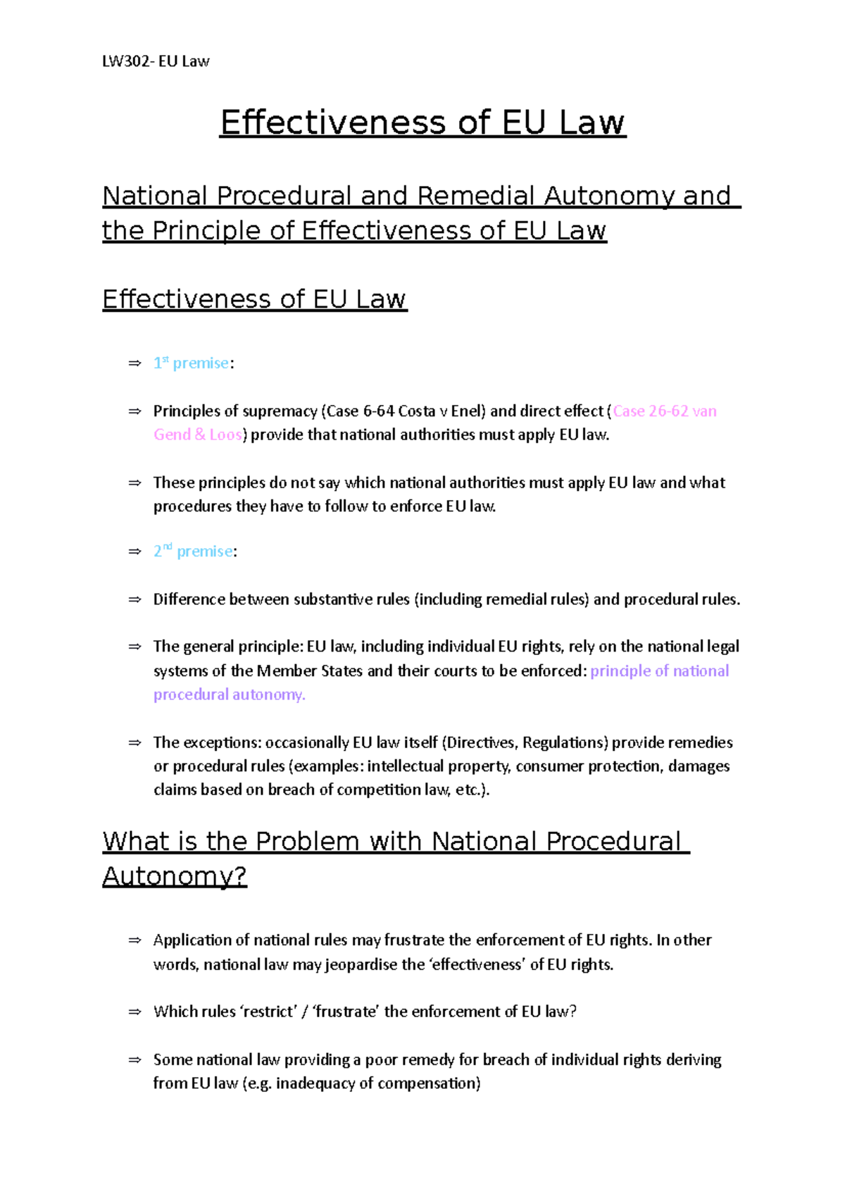 Effectiveness Of EU Law LW302 EU Law Effectiveness Of EU Law effectiveness-of-eu-law-lw302-eu-law-effectiveness-of-eu-law