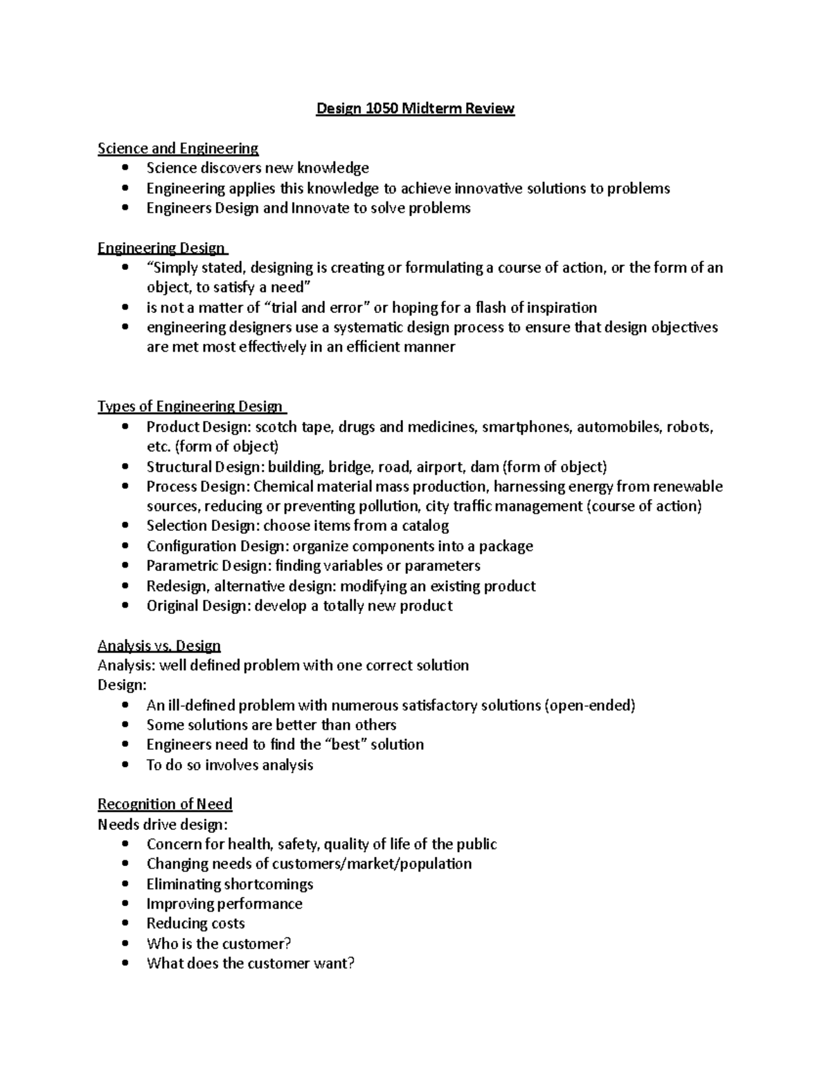 1050 Midterm Review 2016 - Design 1050 Midterm Review Science and ...