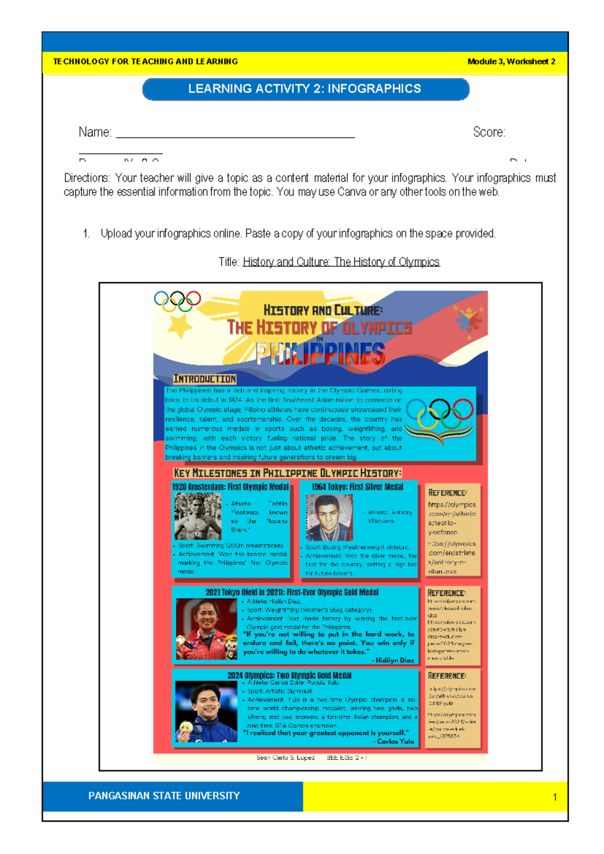 Worksheet 2 Module 3 TTL - LEARNING ACTIVITY 2: INFOGRAPHICS TECHNOLOGY FOR TEACHING AND ...
