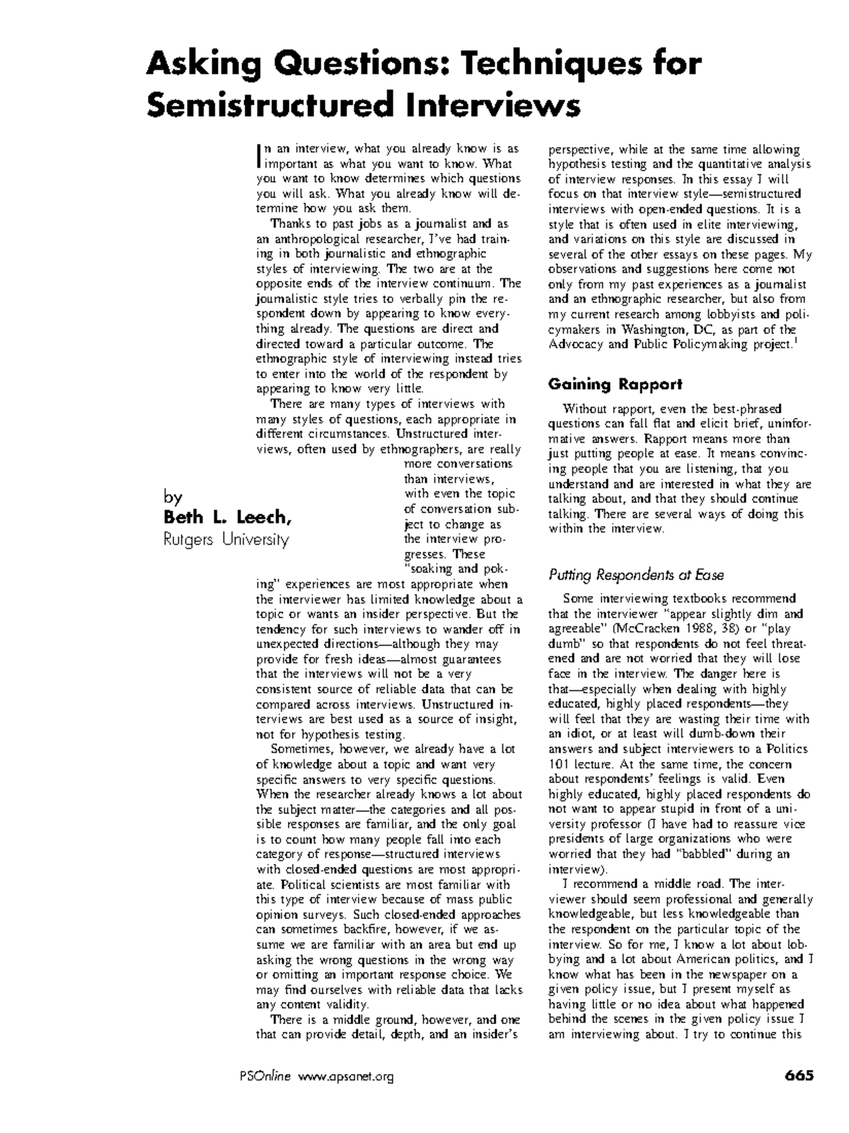 Interviewing techniques asking questions - perspective, while at the ...