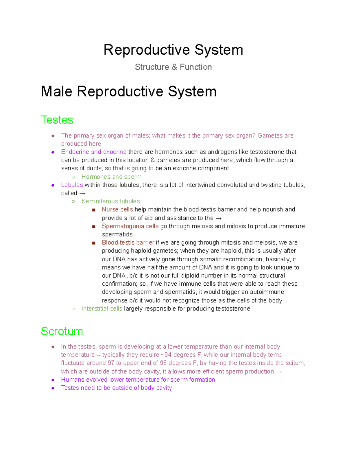 Reproductive Review - Detailed lecture notes from Dr. Waltz Advanced ...