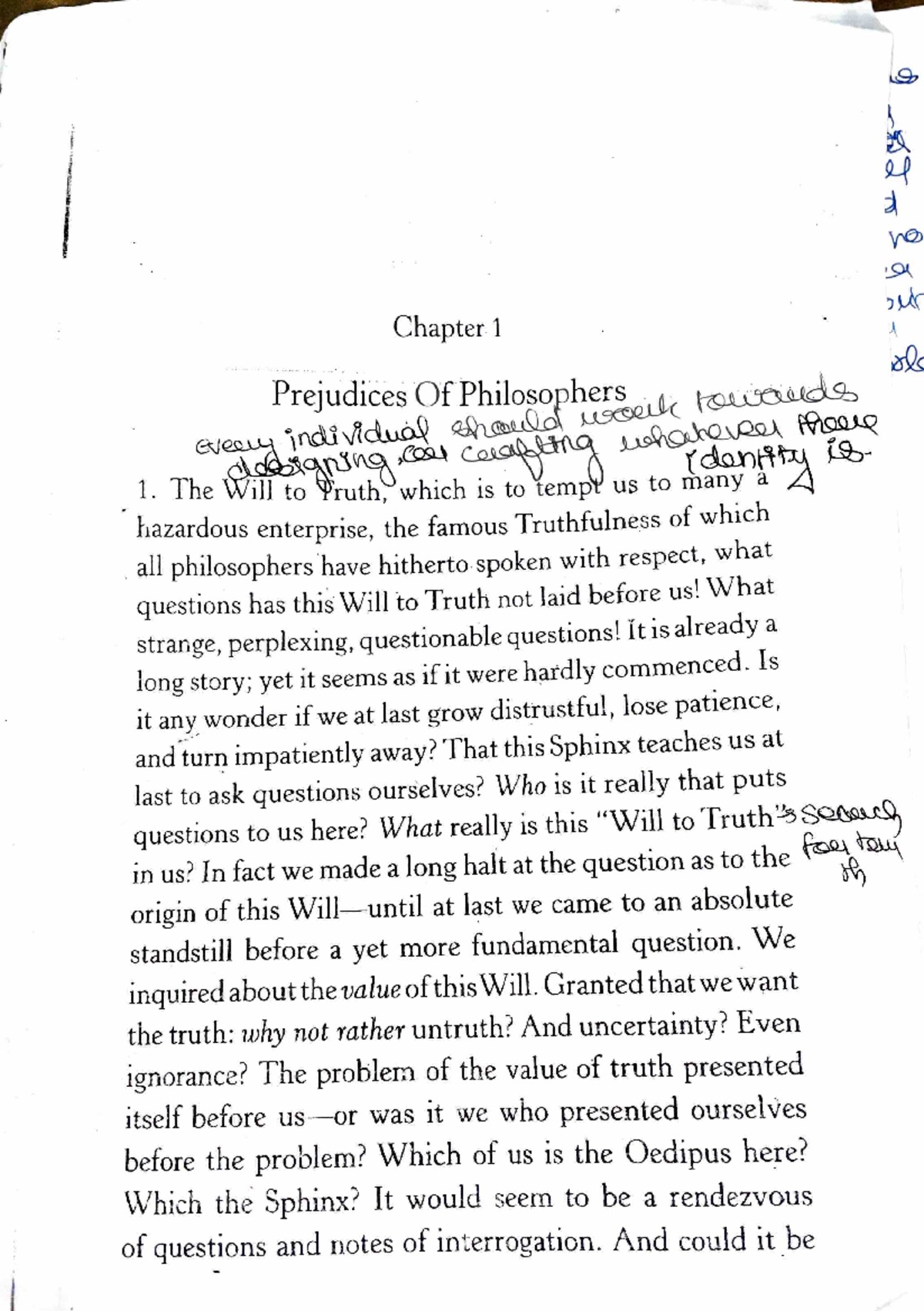 Will to truth - Philosophy honours - Studocu