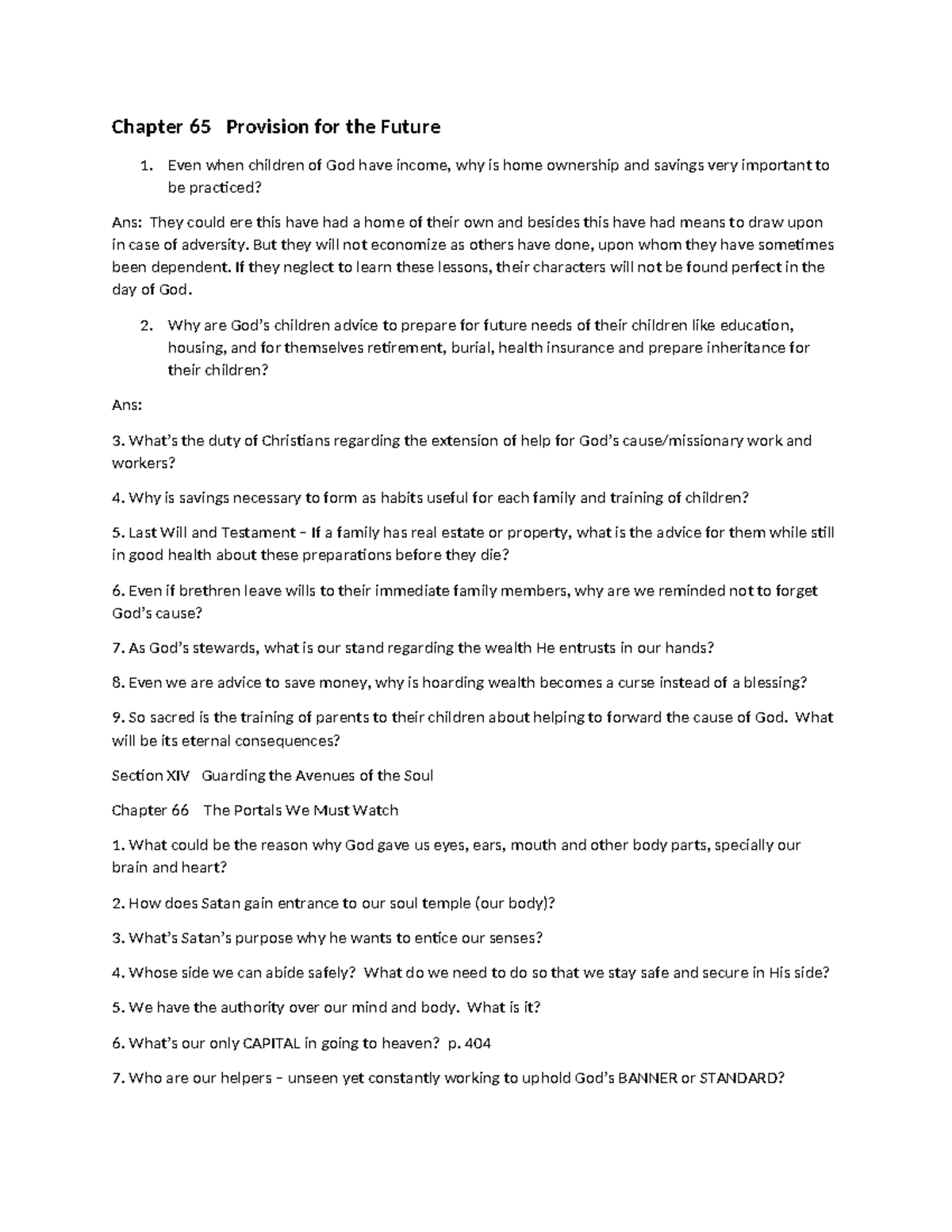 Chapter 65 Provision for the Future - Chapter 65 Provision for the ...