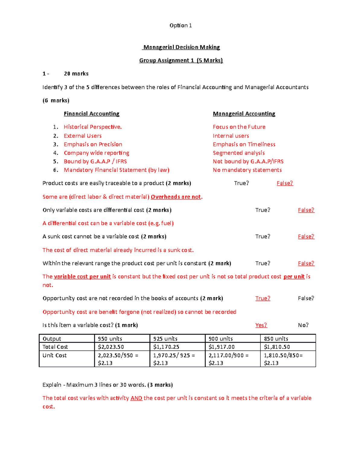 Managerial Decision Making Group work 1 - Master Option 1 - Managerial Decision Making Group ...