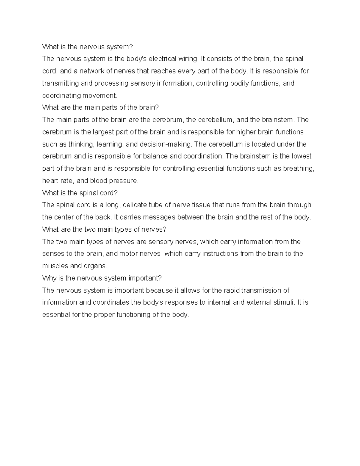 Nervous system anatomy study guide - What is the nervous system? The ...