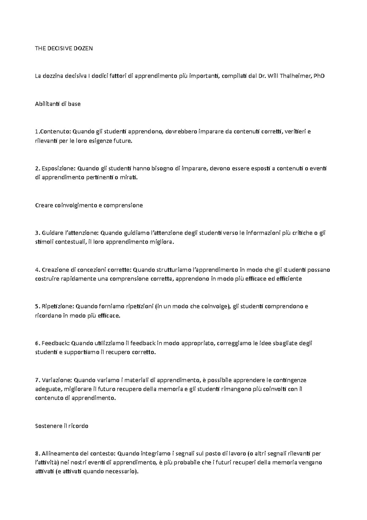 Decisive zone miranda appunti - THE DECISIVE DOZEN La dozzina decisiva ...