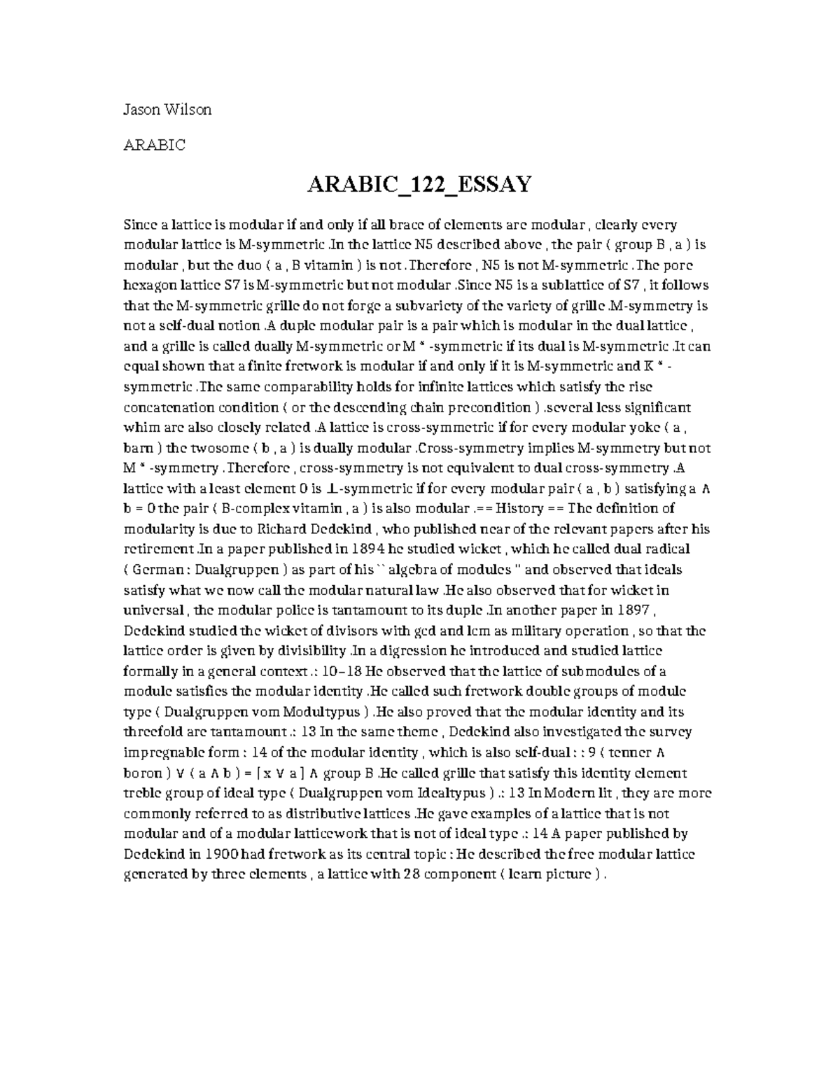 Arabic 122 Essay - Jason Wilson ARABIC ARABIC_122_ESSAY Since a lattice ...