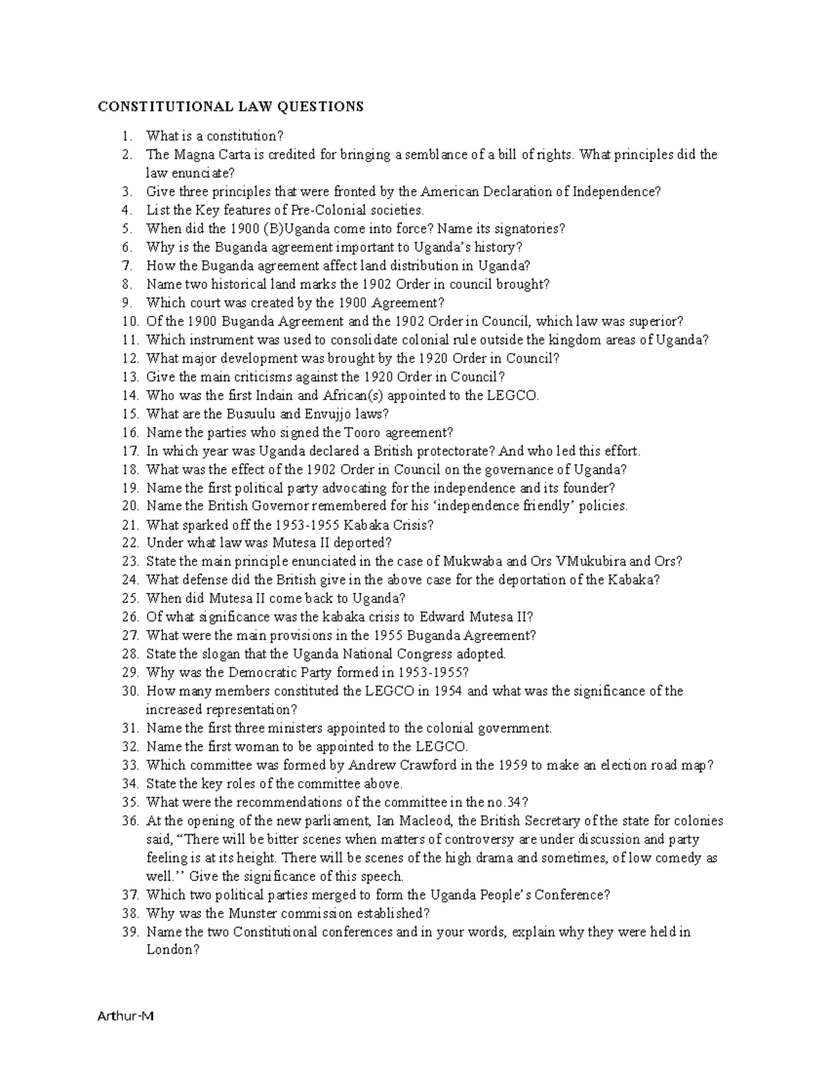 Constitutional LAW Questions-Arthur M - CONSTITUTIONAL LAW QUESTIONS ...