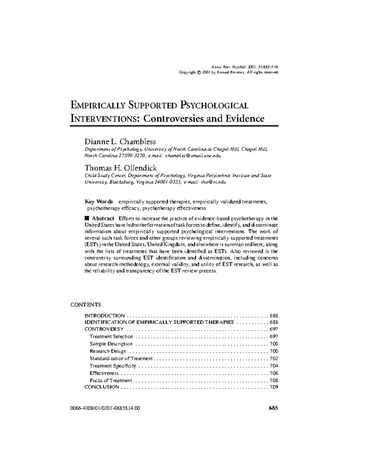 Annurev.psych.52 - Annurev.psych.52 - Annu. Rev. Psychol. 2001. 52:685 ...
