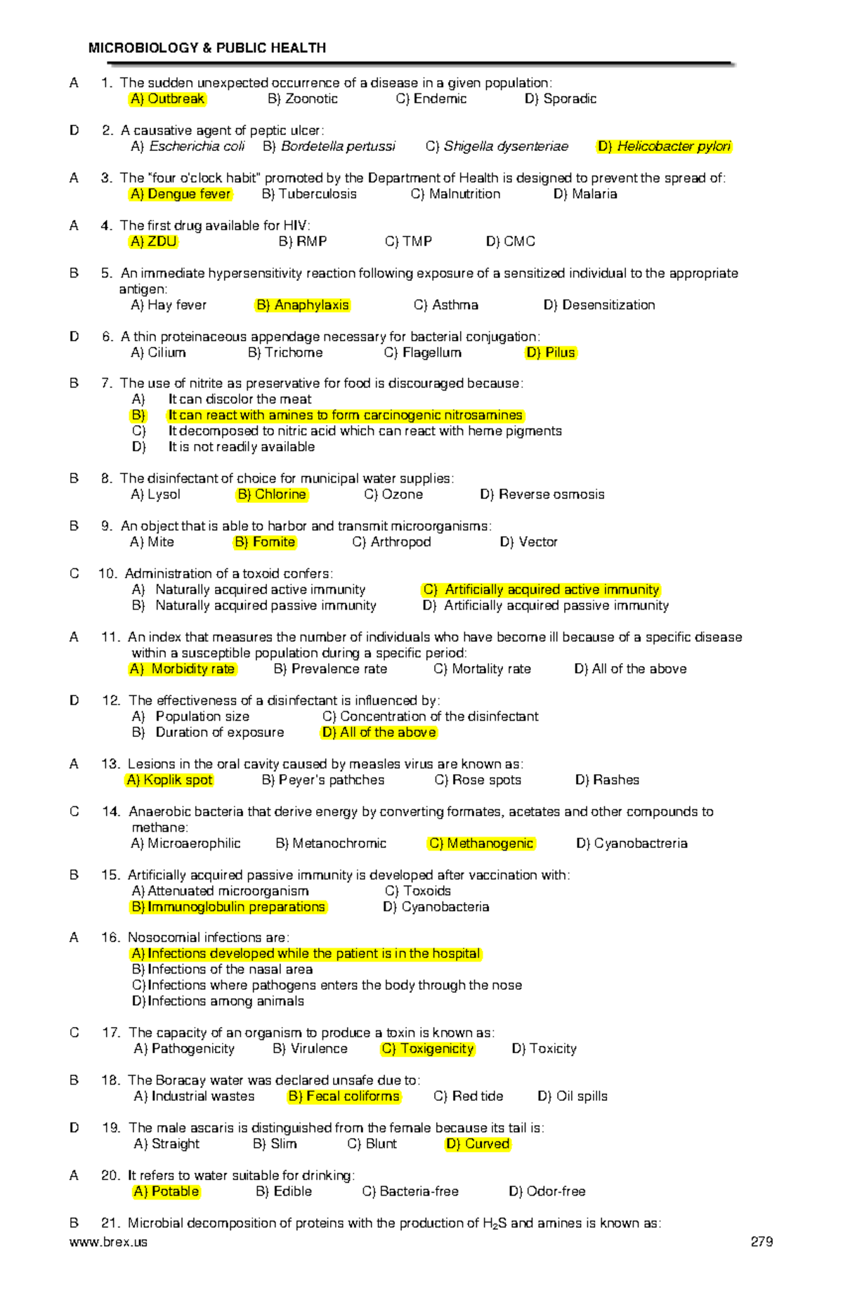 Microbiology Parasitology Answer Key- Green Pacop - A 1. The sudden ...