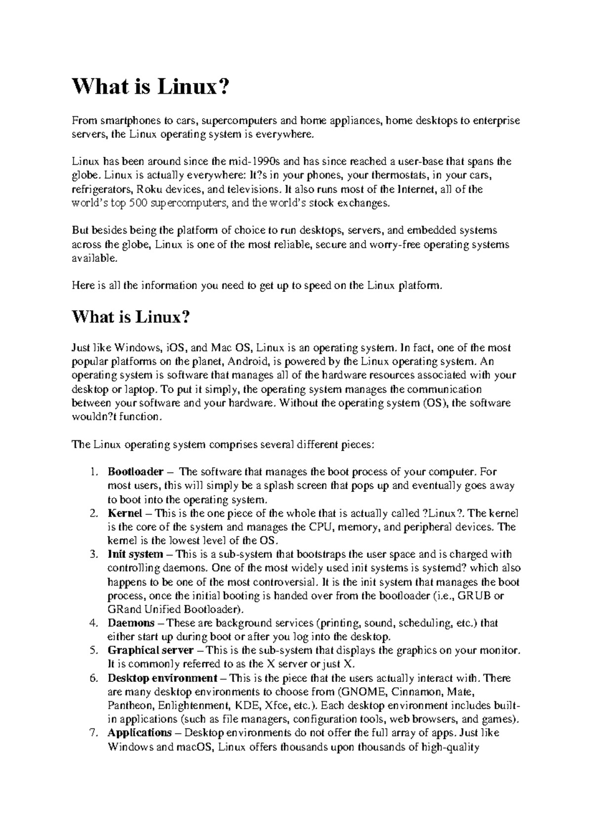 What is Linux - Summary Bachelors of Computer Applications - What is ...