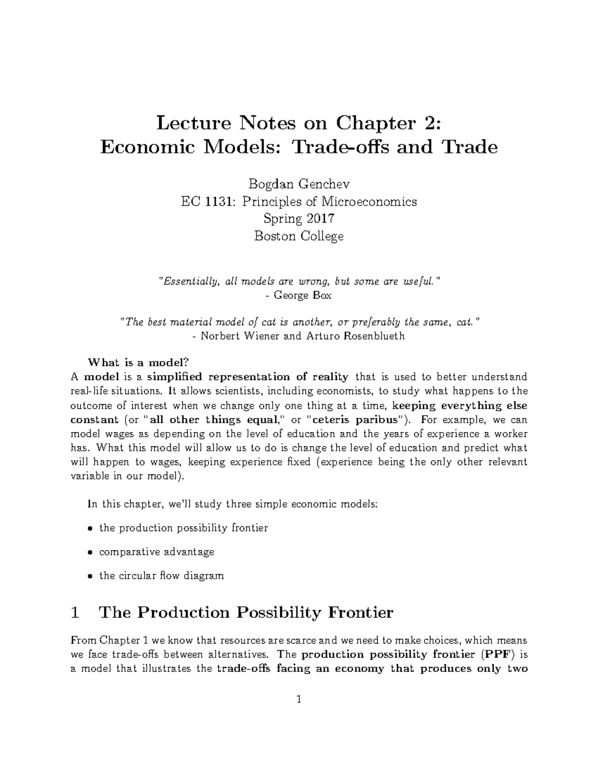Econ Chapter 2 - Lecture Notes - Lecture Notes on Chapter 2: Economic ...