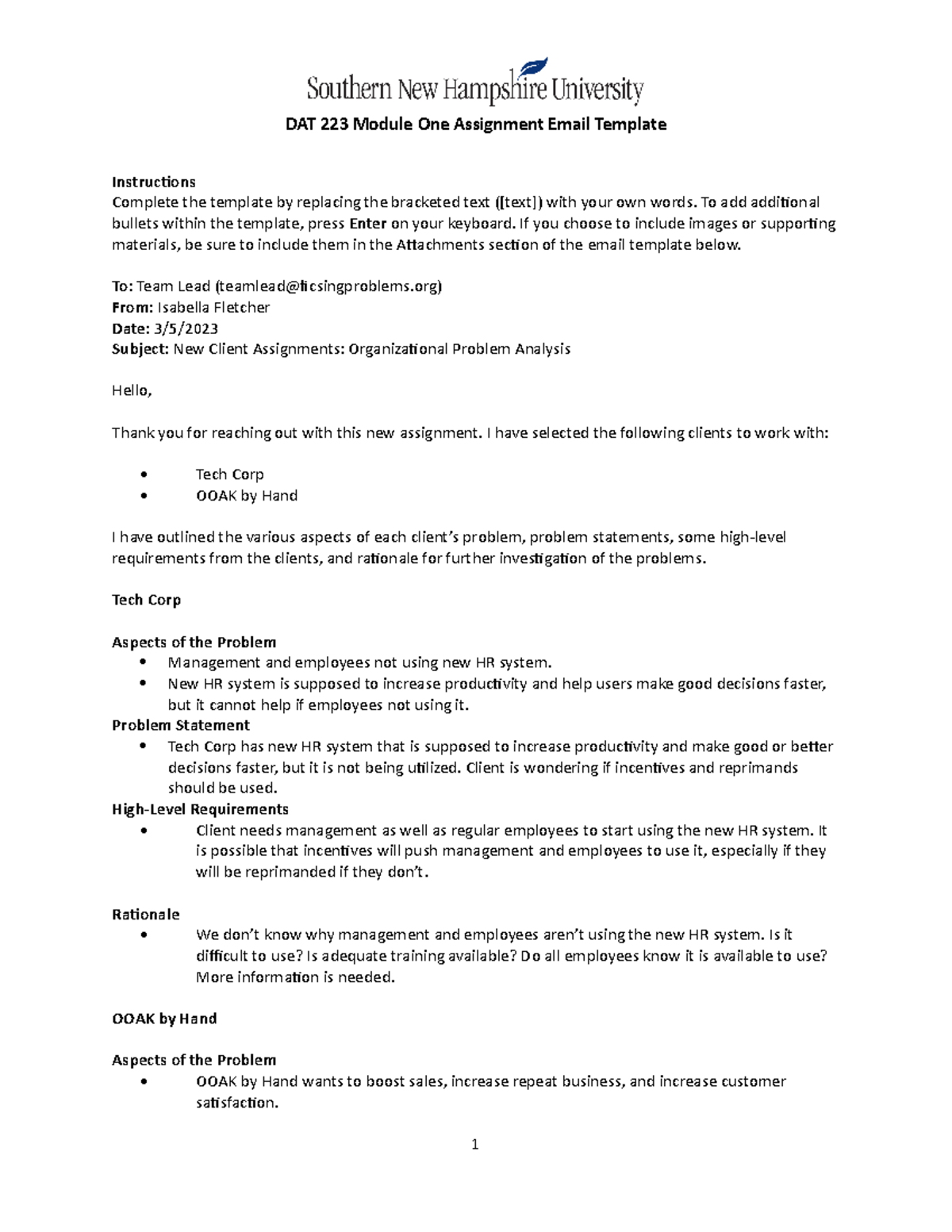 Dat 223 Module One Assignment Email Template Dat 223 Module One Assignment Email Template