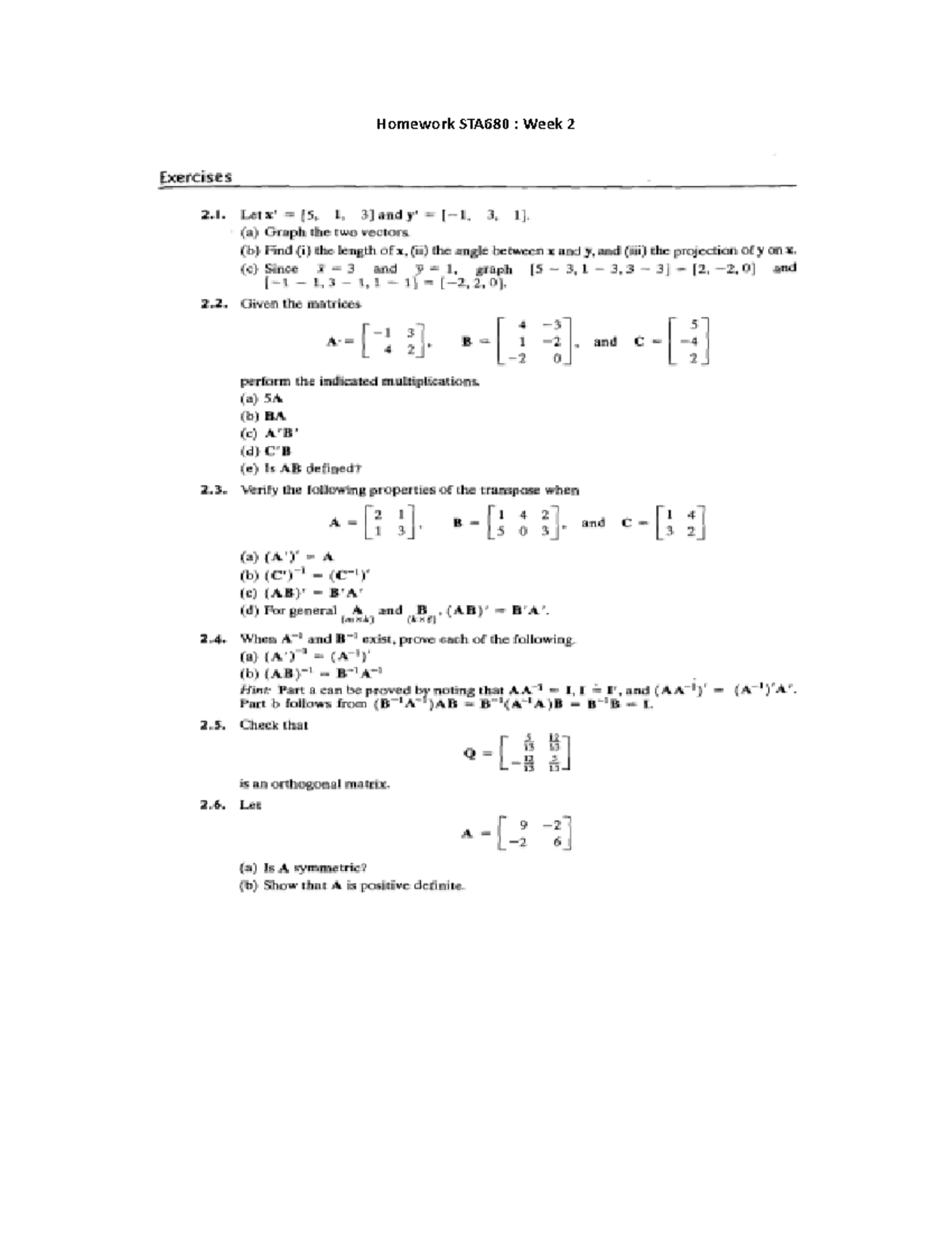 Homework STA680 week 2a - Statistics - Homework STA680 : Week - Studocu