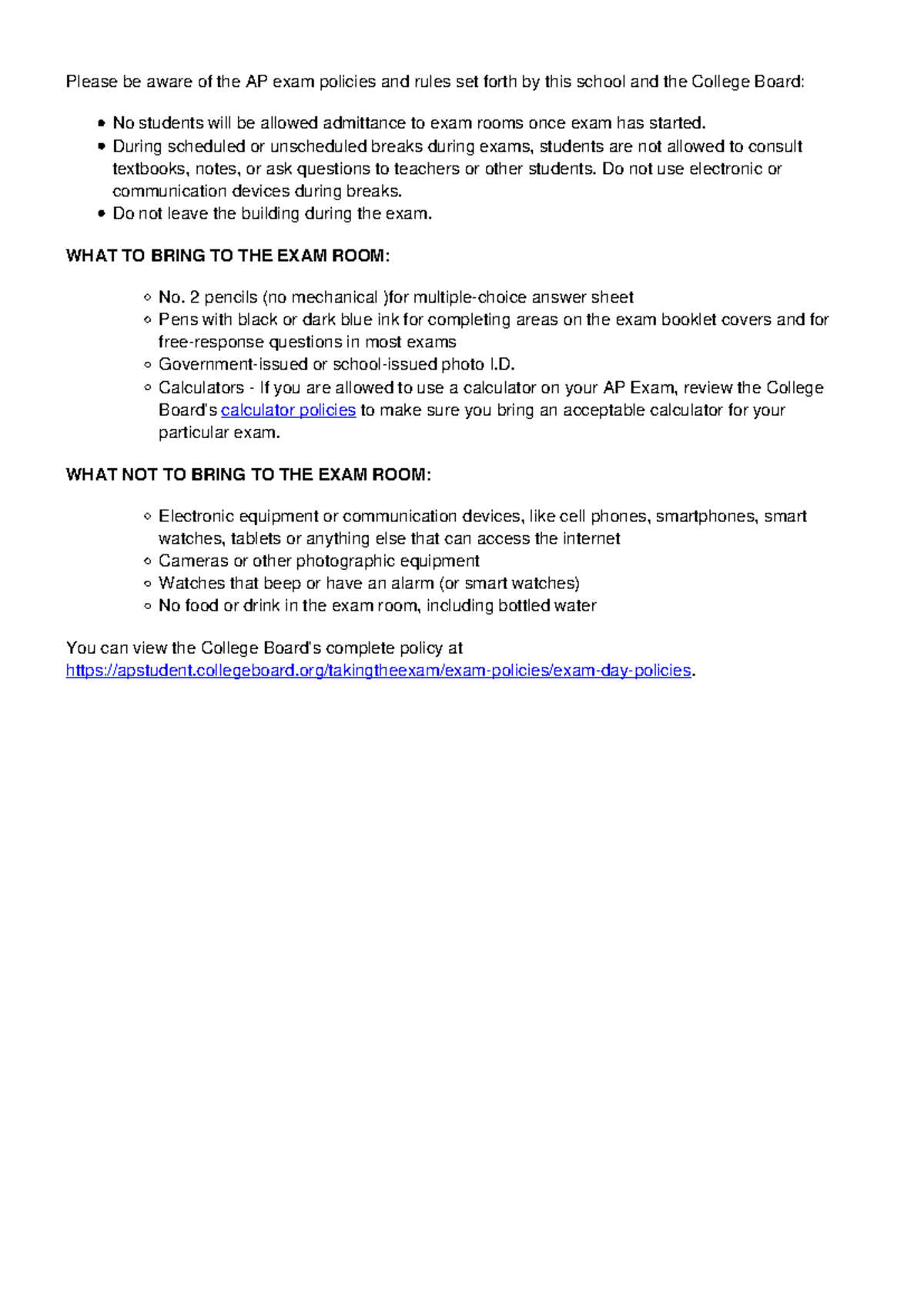 Ap policy 446690 2025 - Instructions - Please be aware of the AP exam ...