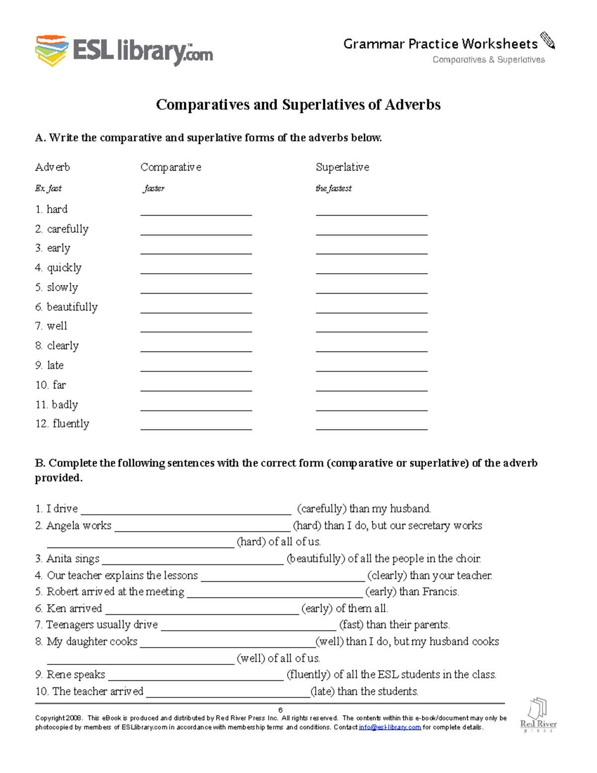 Comparatives Superlatives worksheet with answers-6 - Comparatives and ...
