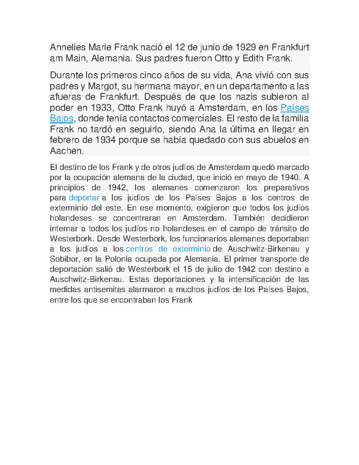 Annelies Marie Frank nació el 12 de junio de 1929 en - Sus padres ...