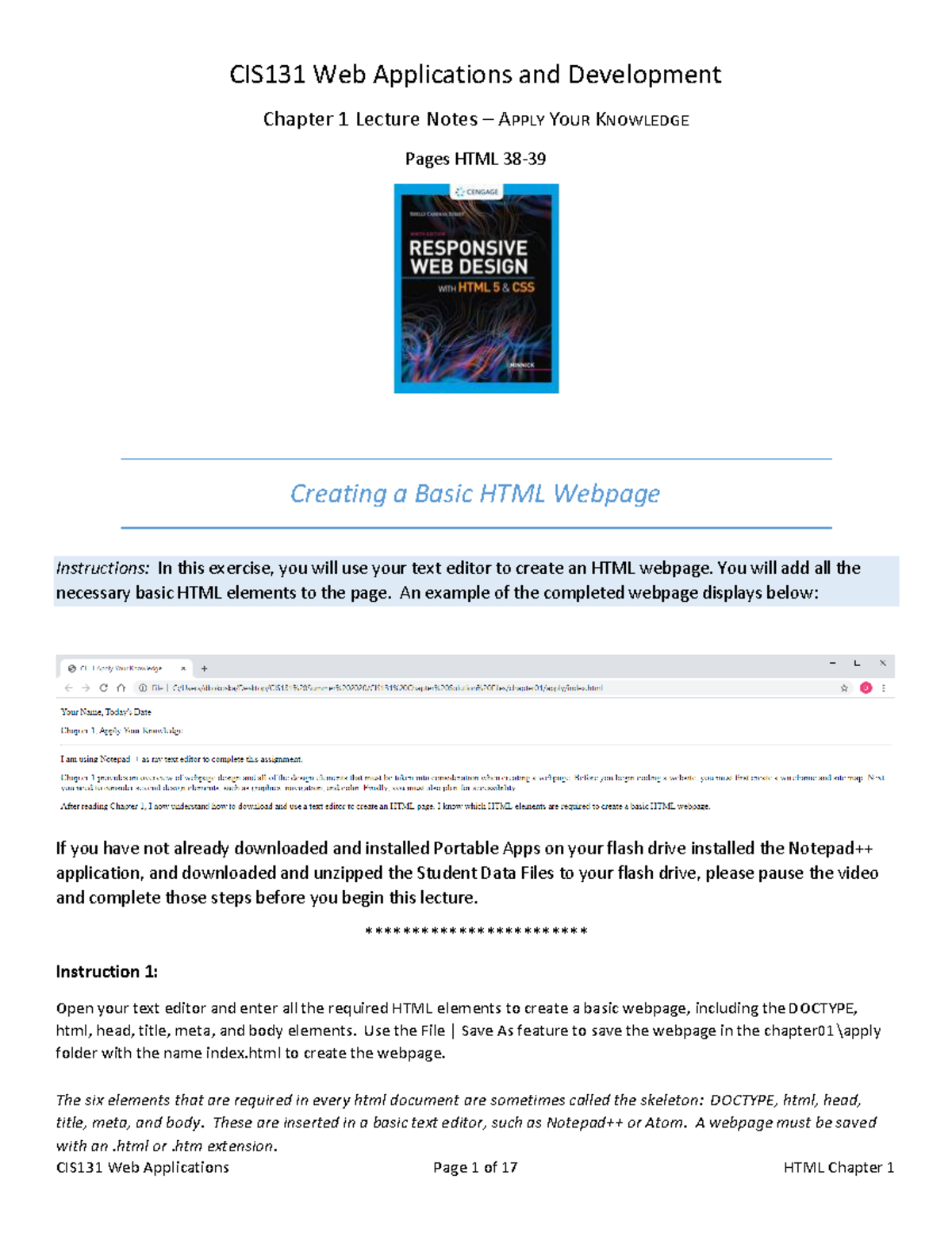 CIS131 Chapter 01 Lecture Notes - CIS131 Web Applications and ...