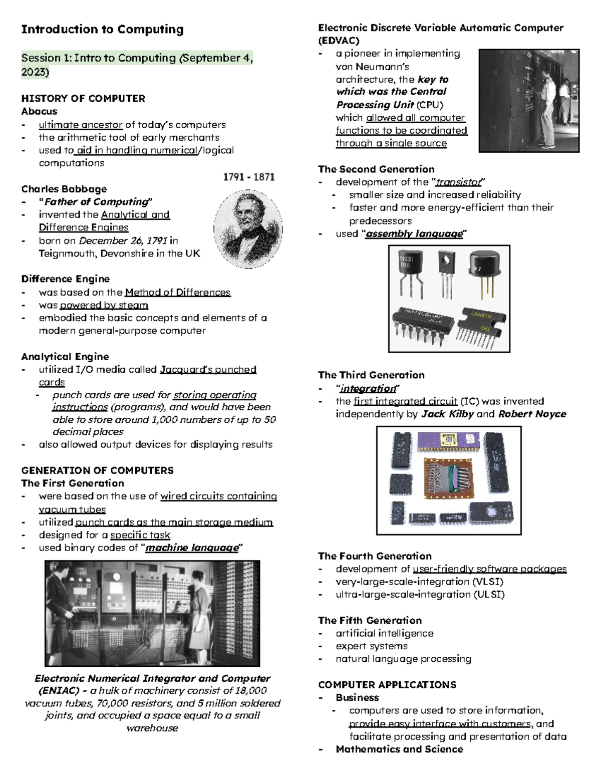 Introduction to Computing - Final Reviewer 1st Semester - Introduction ...