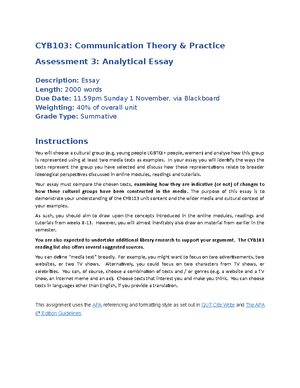 CYB103 Textual analysis - CYB103: Communication Theory & Practice ...