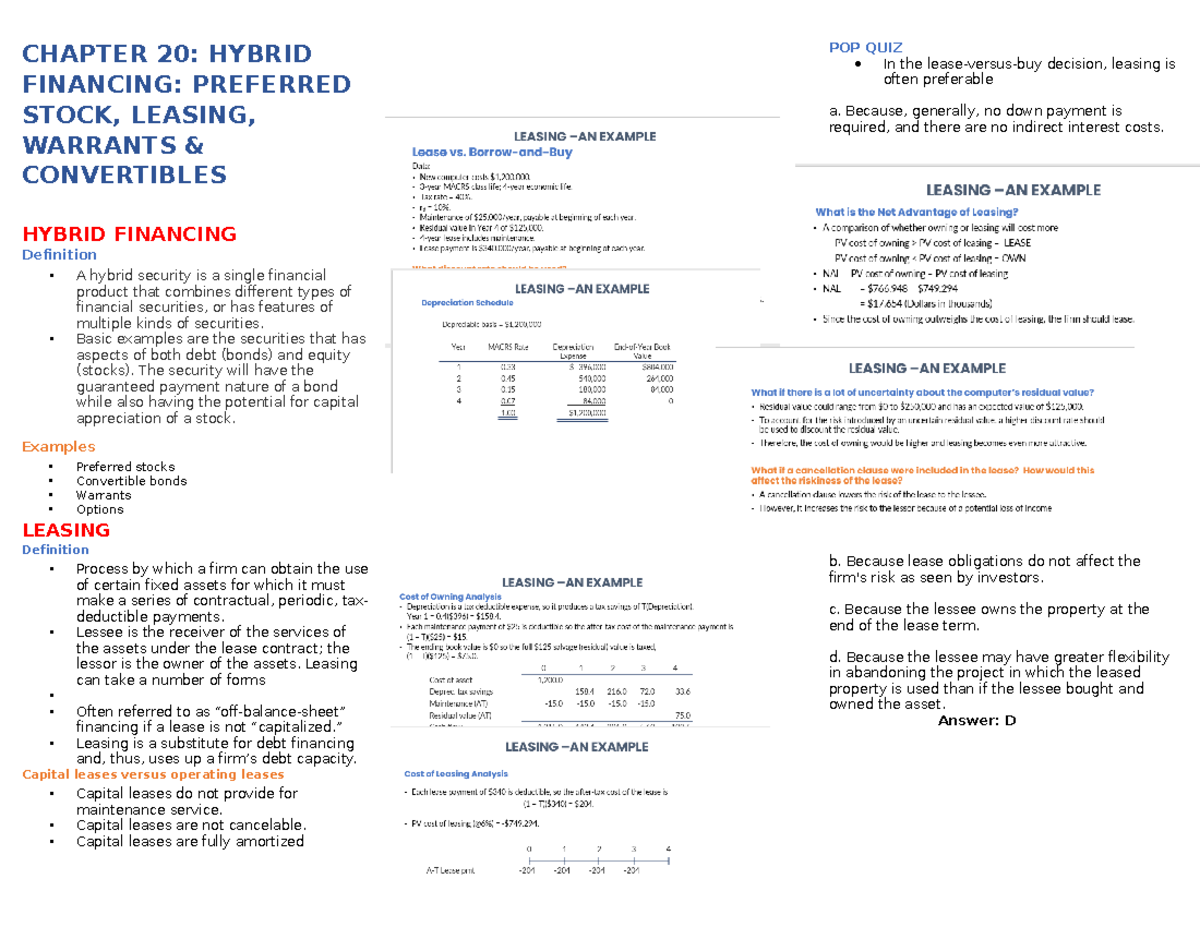 Chapter 20 - Hybrid Financing - CHAPTER 20: HYBRID FINANCING: PREFERRED ...