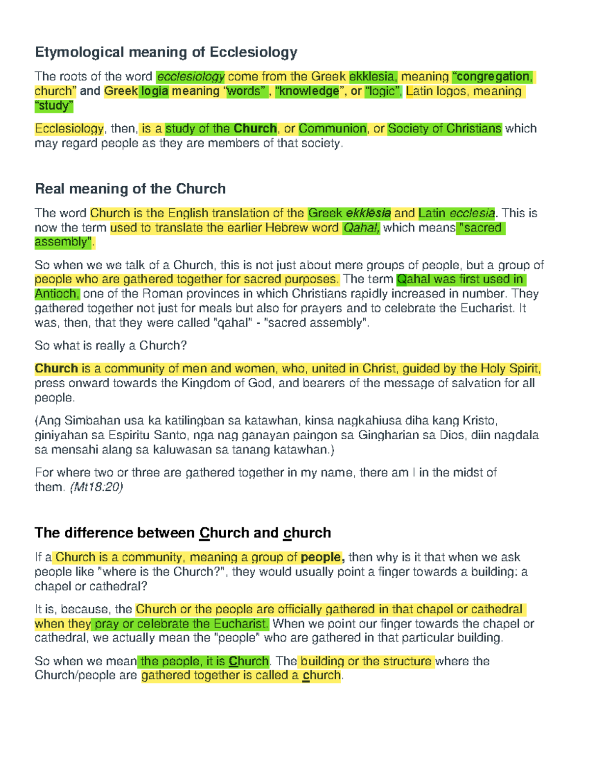 Etymological meaning of Ecclesiology - Real meaning of the Church The ...